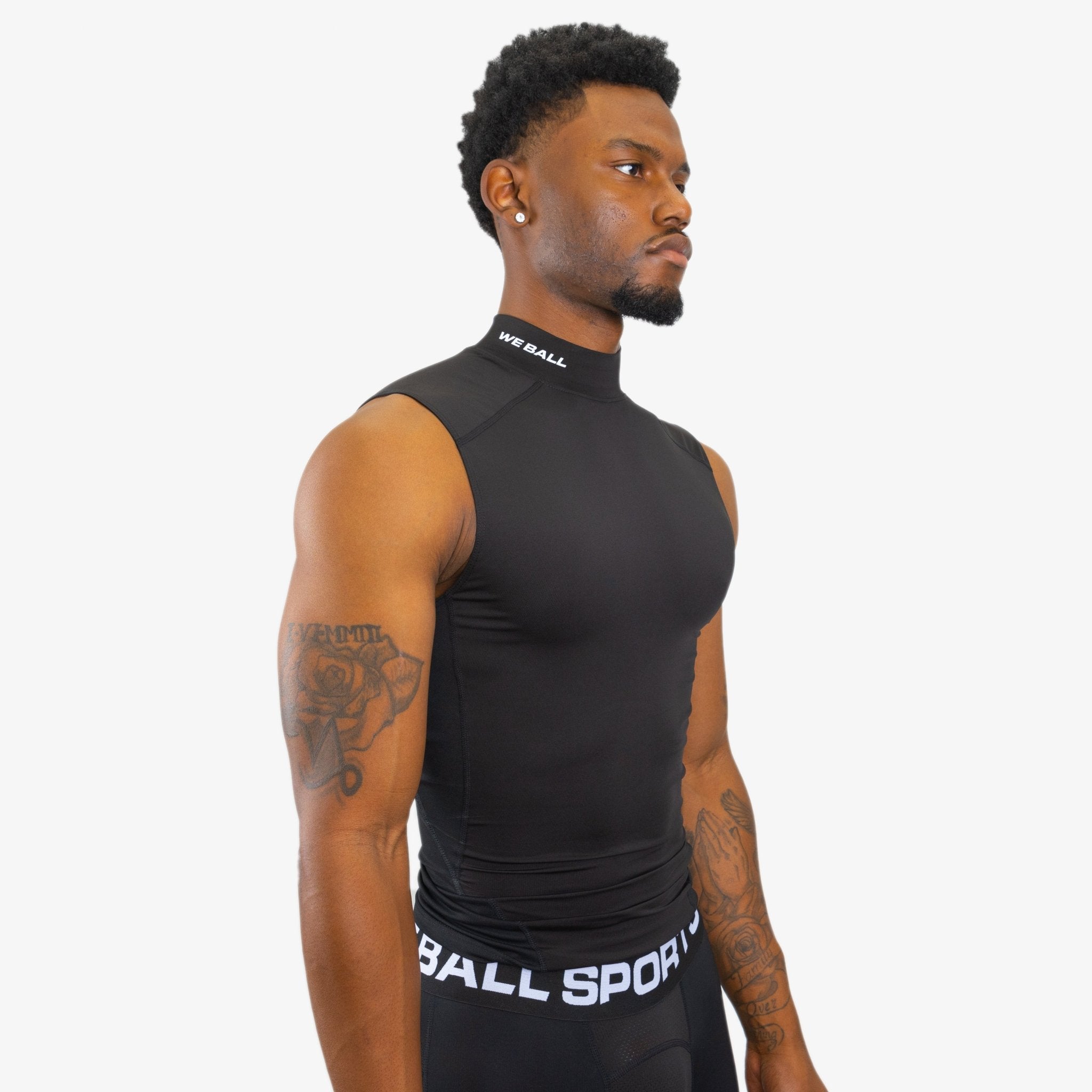 We Ball Sports Compression Turtle Neck Tank Top (Black)