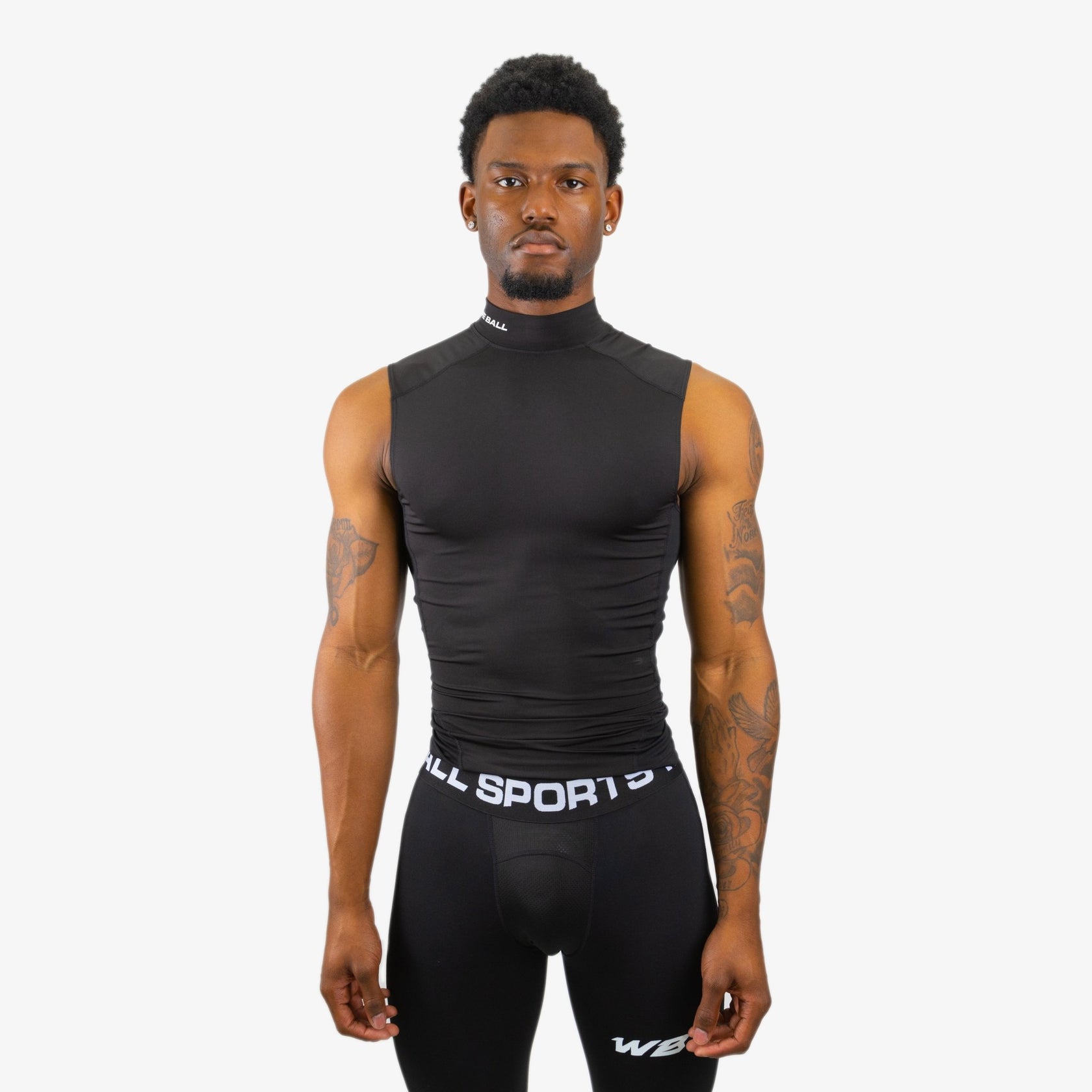 We Ball Sports Compression Turtle Neck Tank Top (Black)