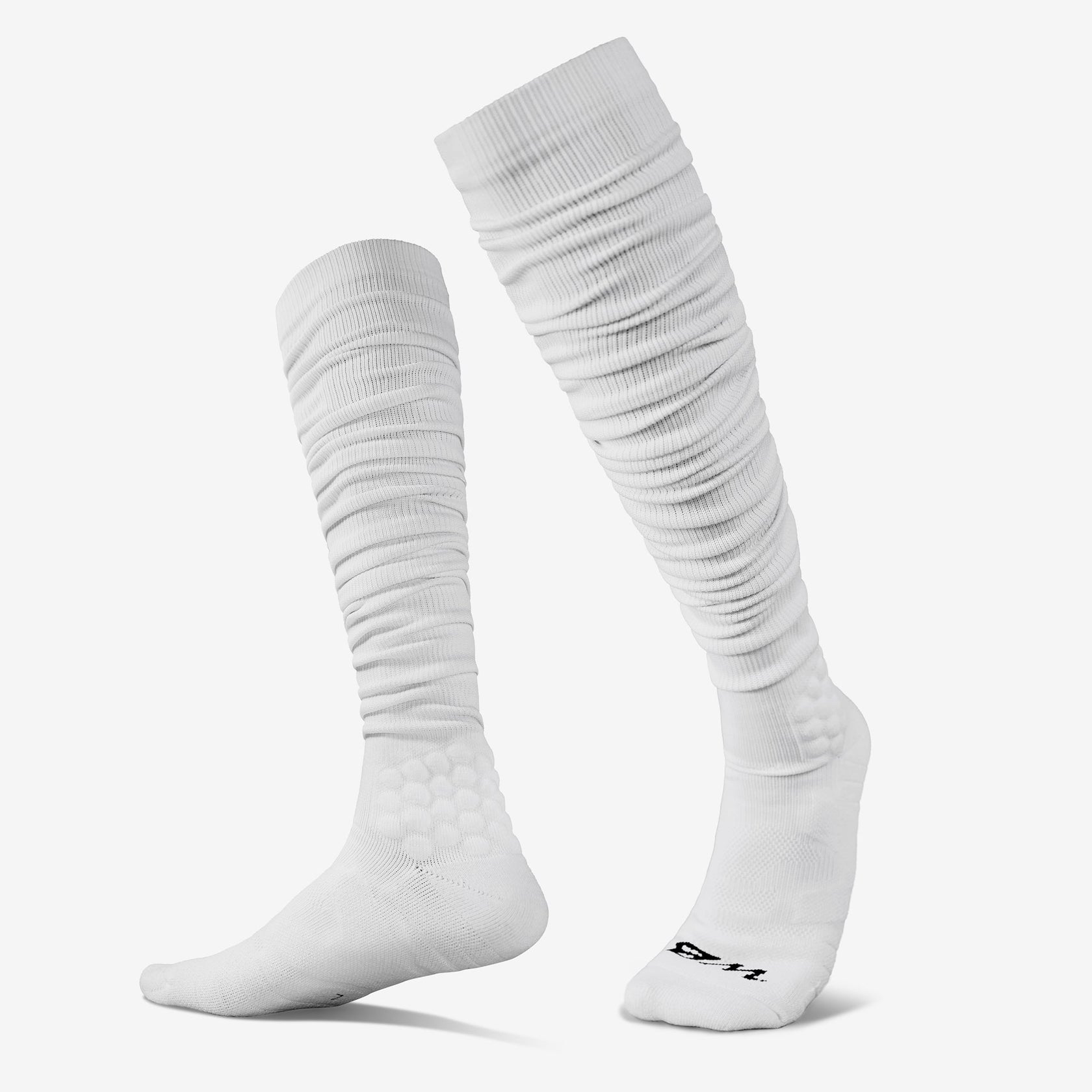 Extra Long, Over the Knee Padded Football Scrunch Socks (White) – We ...